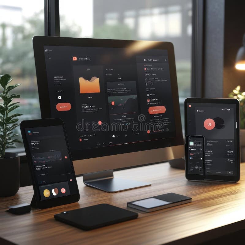 Dark Mode Dashboard: Data Visualization and Analytics Interface Stock Photo - Image of tech ...