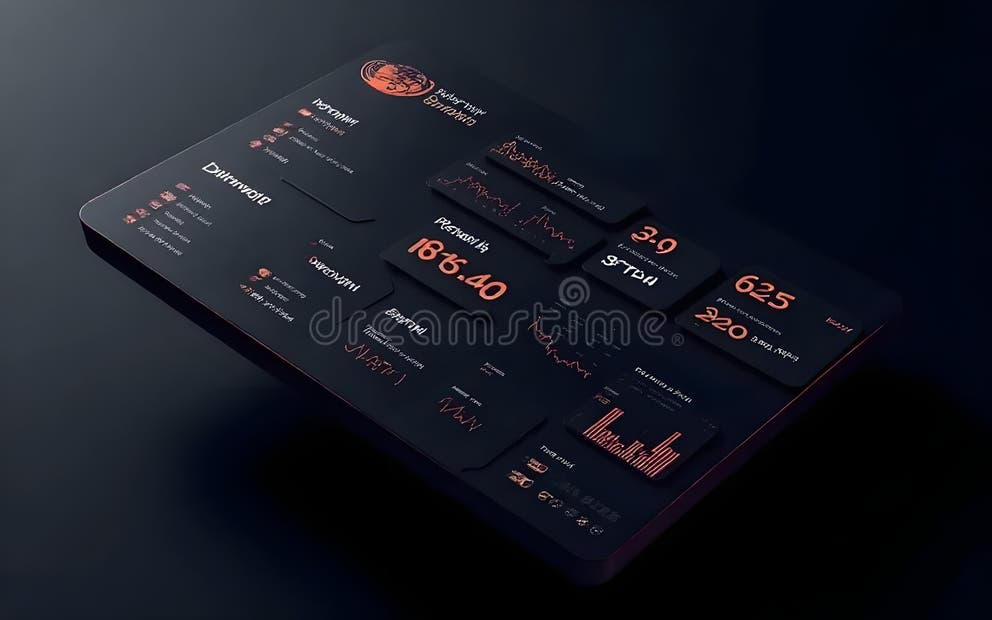 Dark Mode Dashboard Interface Stock Illustration - Illustration of ...
