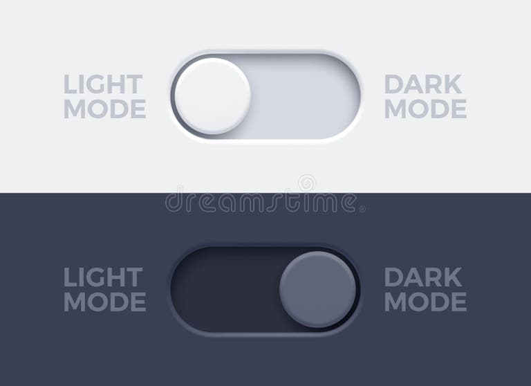 Dark Mode and Light Mode Toggle Switch Buttons. Material Design Slider ...