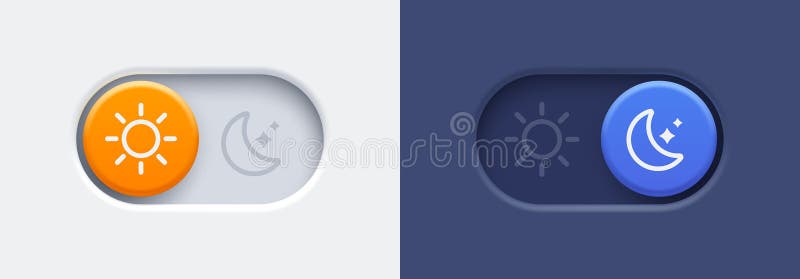 Dark Mode and Light Mode Toggle Switch Buttons. Material Design Slider ...
