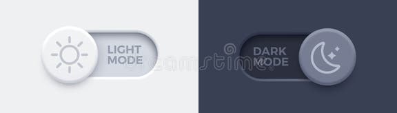 Dark Mode and Light Mode Toggle Switch Buttons. Material Design Slider ...