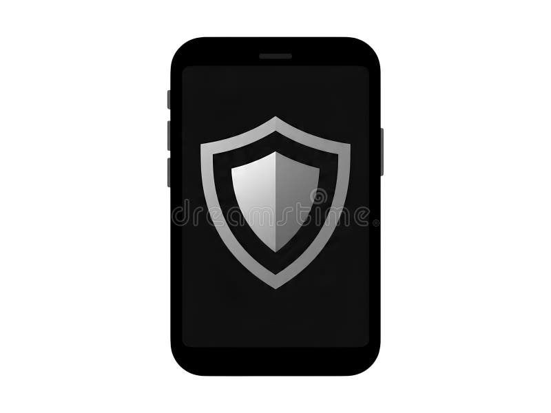 Dark Mode Mobile Security Shield Icon on Smartphone Screen Stock ...