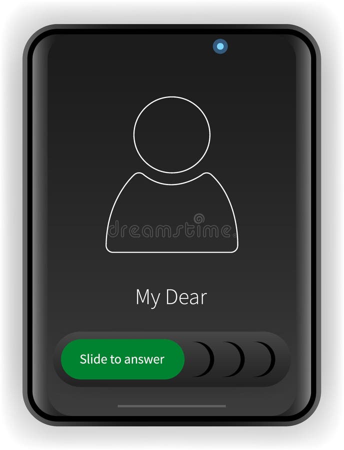 Dark Mode Smartphone Incoming Call Interface with Slide To Answer ...