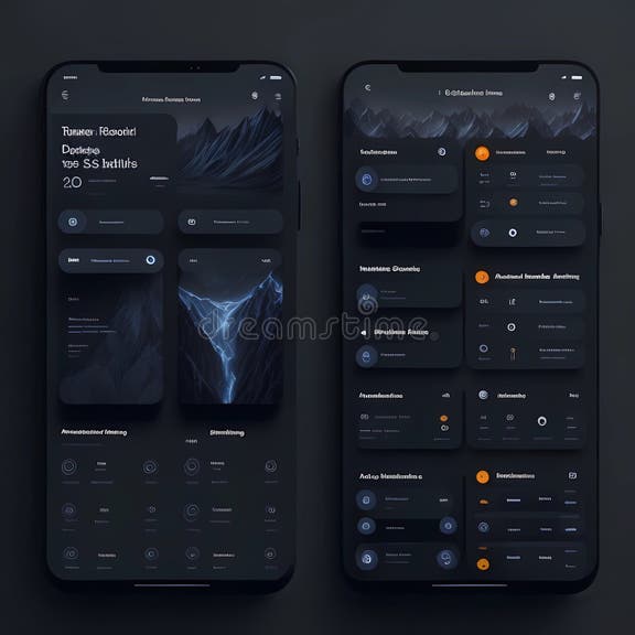 Dark mode user interface stock illustration. Illustration of software ...