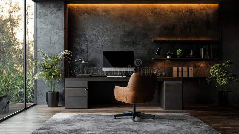 Dark Modern Office Workspace: Sleek and Professional Design with ...