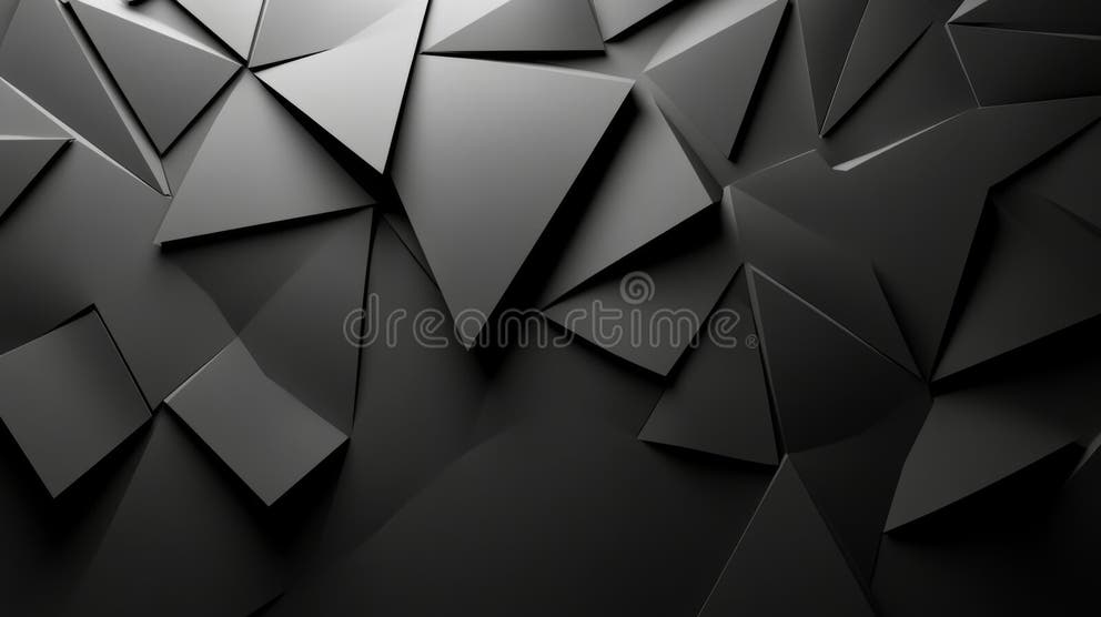A Dark Modern Surface with Tetrahedrons. a Black 3D Polygon Banner ...