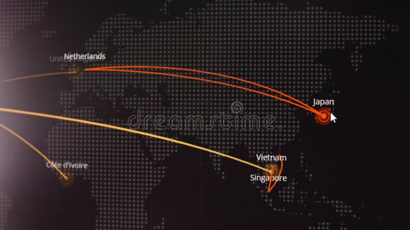 Dark Monitoring Software Mockup With World Map Updating In Real Time And Graphs And Charts With