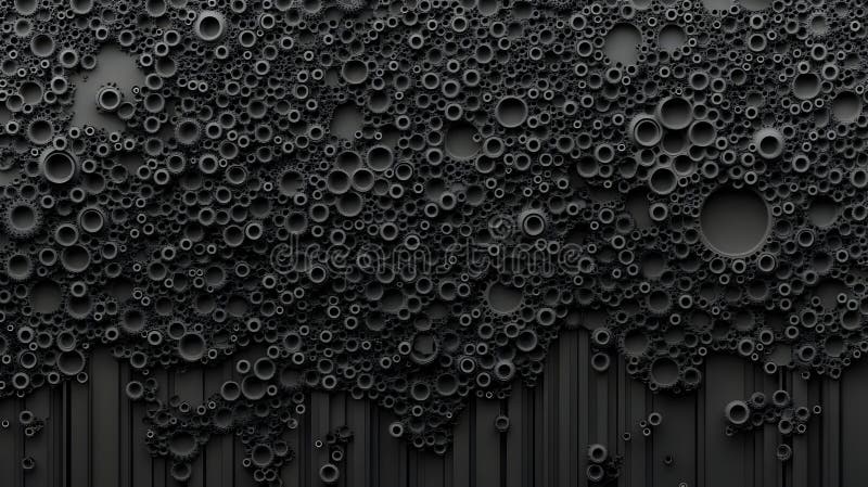 Dark Monochrome 3D Abstract Background of Circular Forms Stock ...