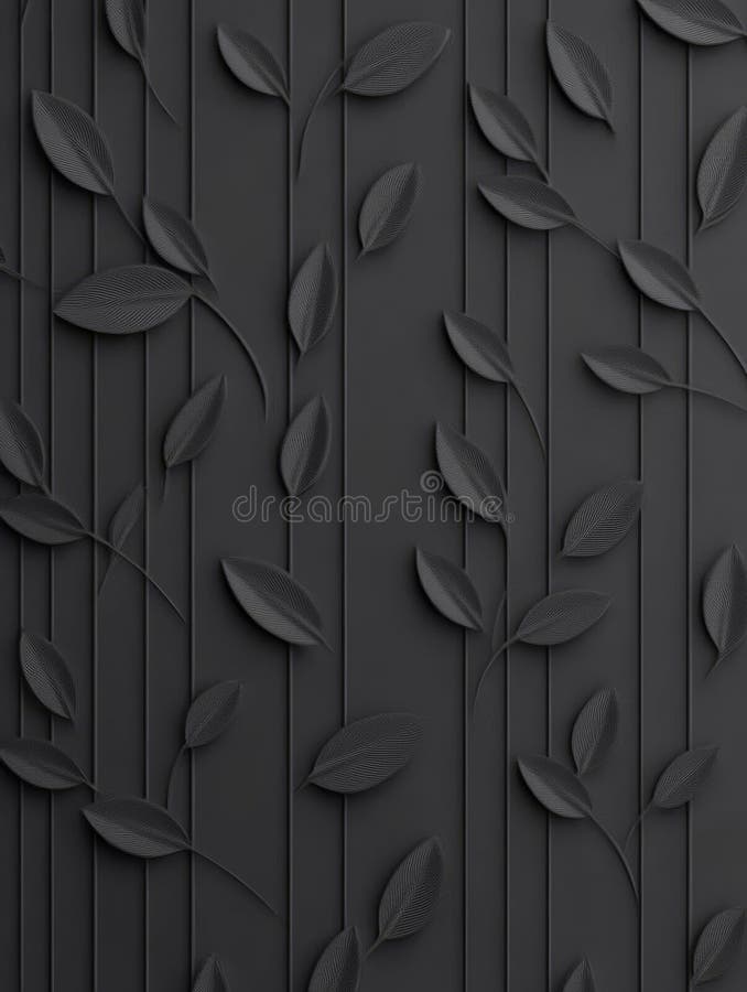 Dark Monochrome Leaf Pattern Elegant Dark Gray Background Featuring ...