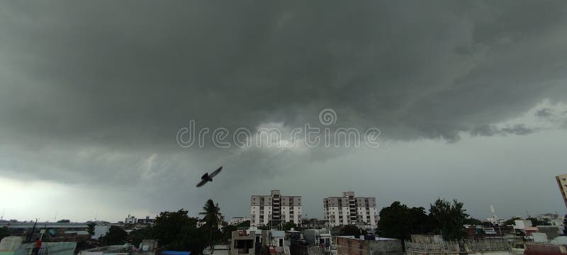 Dark Monsoon Clouds Seen from the Ground Stock Image - Image of ...