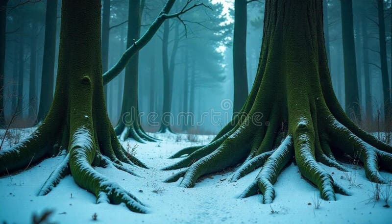 Dark Moody Forest Tall Twisted Trees Stock Photos - Free & Royalty-Free ...
