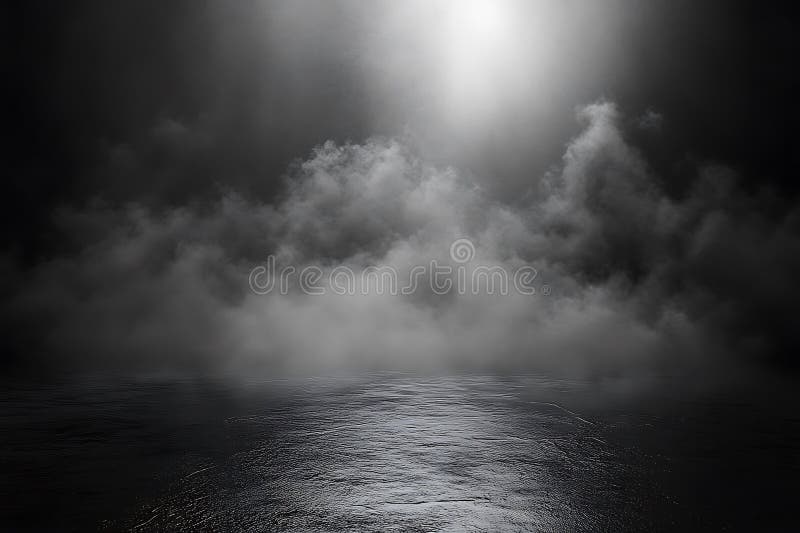 Dark, Moody Scene with Fog and Light Stock Illustration - Illustration ...