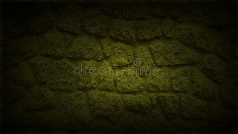 A Dark, Moody Stone Wall Background with a Deep Green and Black ...