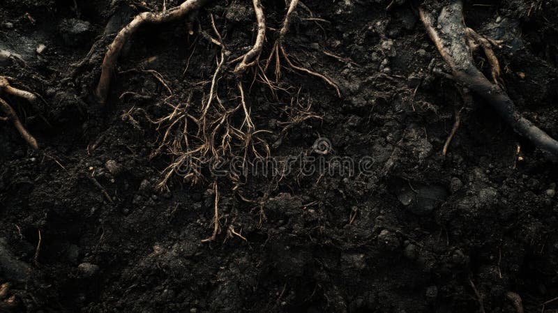Dark and Moody Texture of Tree Roots in the Soil Stock Illustration ...
