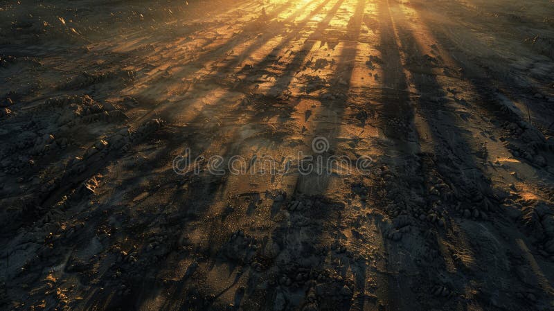 A Dark, Muddy Field with a Sun Shining on it Stock Photo - Image of ...