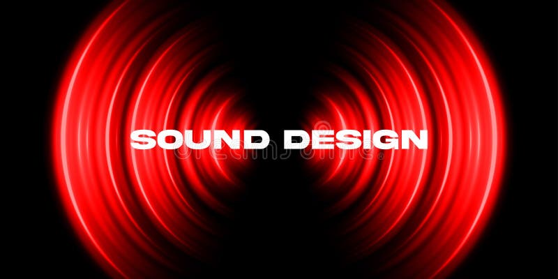 Dark Music Background with Oscillating Red Light Circle Sound Waves ...