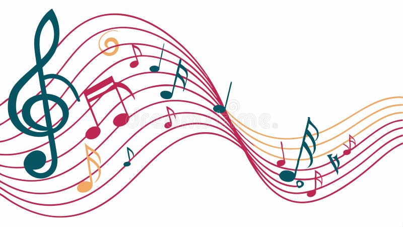 Dark Music Notes with Rainbow, Mysterious Melody Flow, Vector Design ...