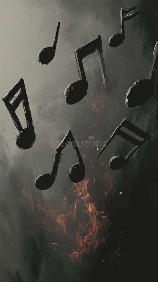 Dark Musical Notes with Fiery Background Setting Mood Stock ...