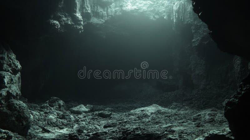 A Dark and Mysterious Cave Interior. Stock Photo - Image of cavern ...