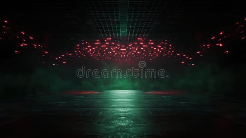 A Dark, Mysterious Room Featuring a Ceiling of Scattered Red Lights and ...