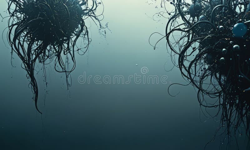 Dark, Mysterious Underwater Scene Features Two Large, Tangled Roots ...