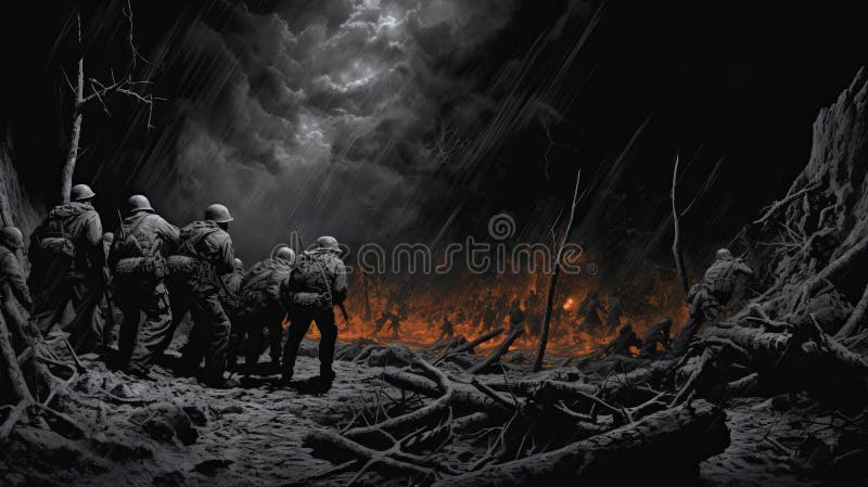 Dark and Mysterious War Artwork by Bernie Wrightson Stock Illustration ...