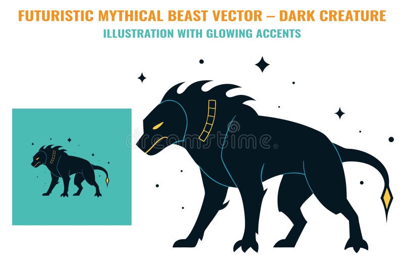 Futuristic Mythical Beast Vector – Dark Creature Illustration with ...