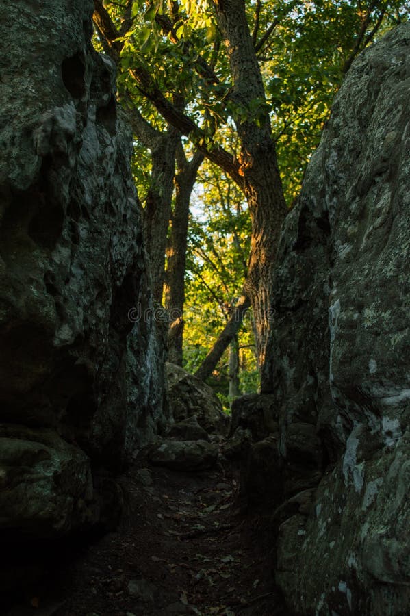A dark and narrow path stock photo. Image of cliff, outdoor - 45035870
