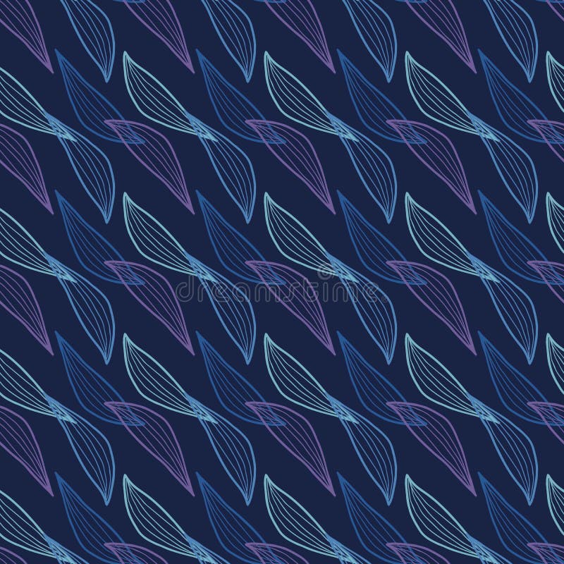 Dark Navy Abstract Wavy Shapes and Lines Vector Graphic Seamless ...