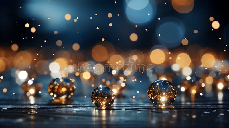 Dark Navy-blue Background with a Beautiful Bokeh Decoration. AI Generated Stock Illustration ...