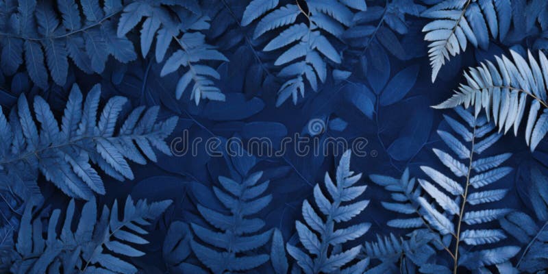 Dark Navy Blue Fern Leaves Background Stock Illustration - Illustration ...