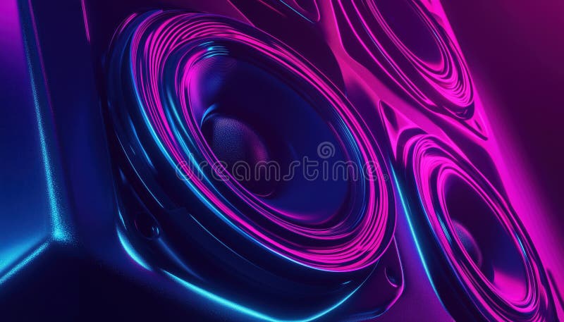 Dark Neon Light Effect Loudspeaker Rendering Stock Photo - Image of ...