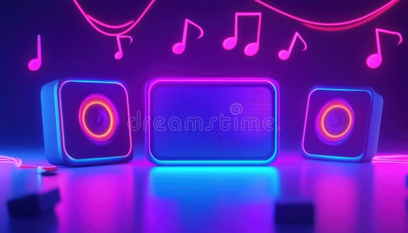 Dark Neon Light Effect Music Sound Box Rendering: a Creative ...