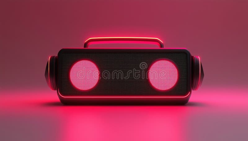 Dark Neon Light Effect Music Sound Box Rendering - Producing a Visual ...