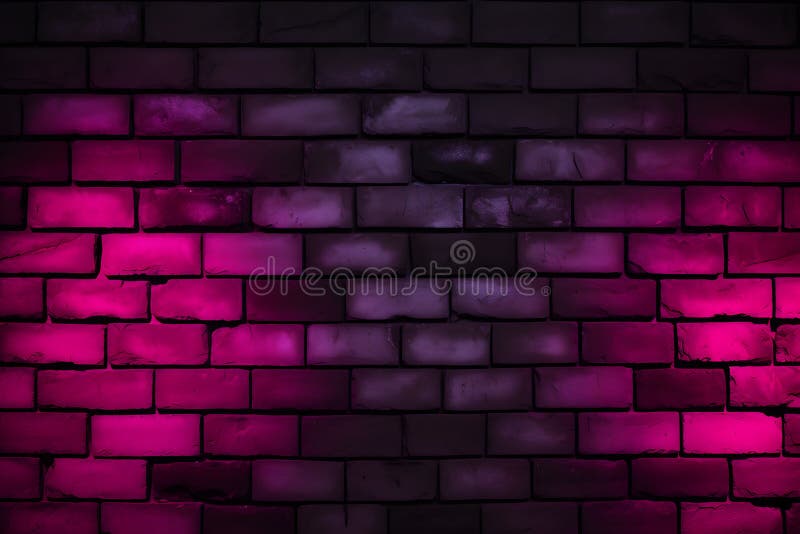 Dark Neon Pink Brick Wall Background Stock Illustration - Illustration ...