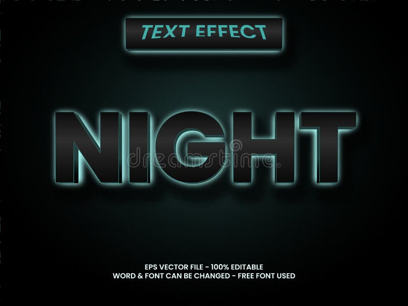 Dark Neon Editable Text Effect Style. Stock Vector - Illustration of ...