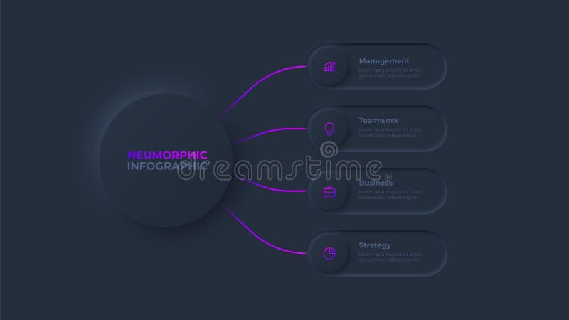 Neumorphic Flowchart Dark Iinfographic. Creative Concept for ...