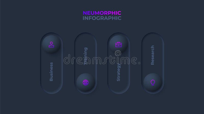 Dark Neumorphic Clock Illustration. Schedule or Timetable Visualization ...