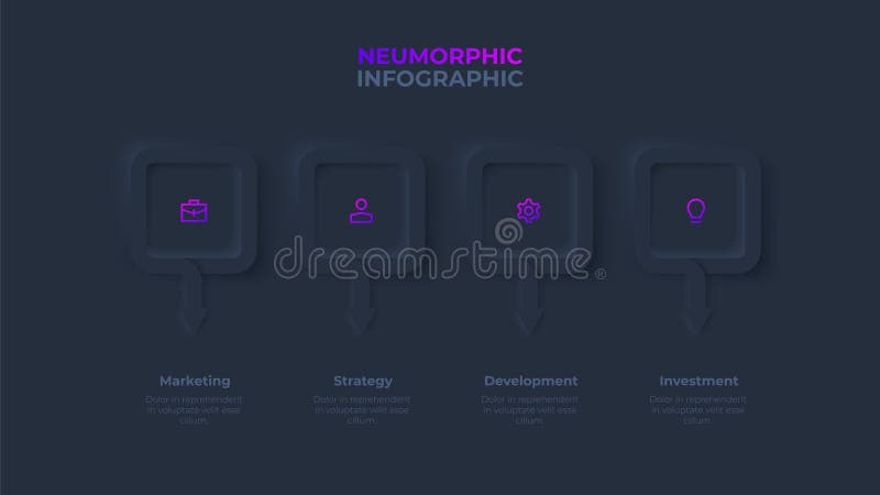 Dark Neumorphic Clock Illustration. Schedule or Timetable Visualization ...