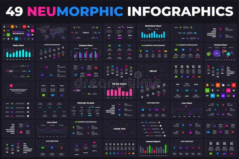 Neumorphic Column Charts. Vector Infographic Graph. Presentation ...