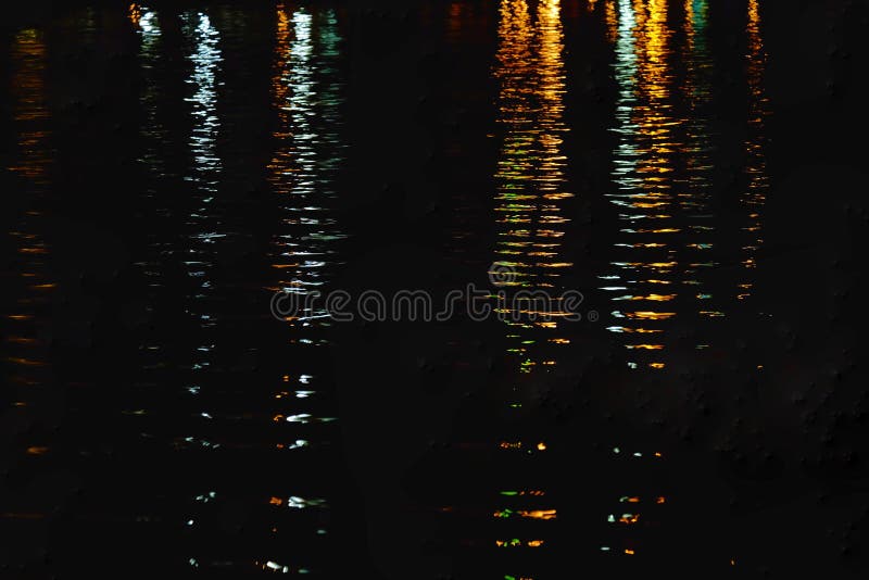 Blurred Colorful Lights Reflection on Water Surface with River Waves ...