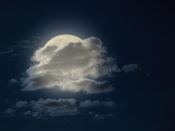 Dark Night with a Full Moon Covered by a Strong Cloud Stock Photo ...