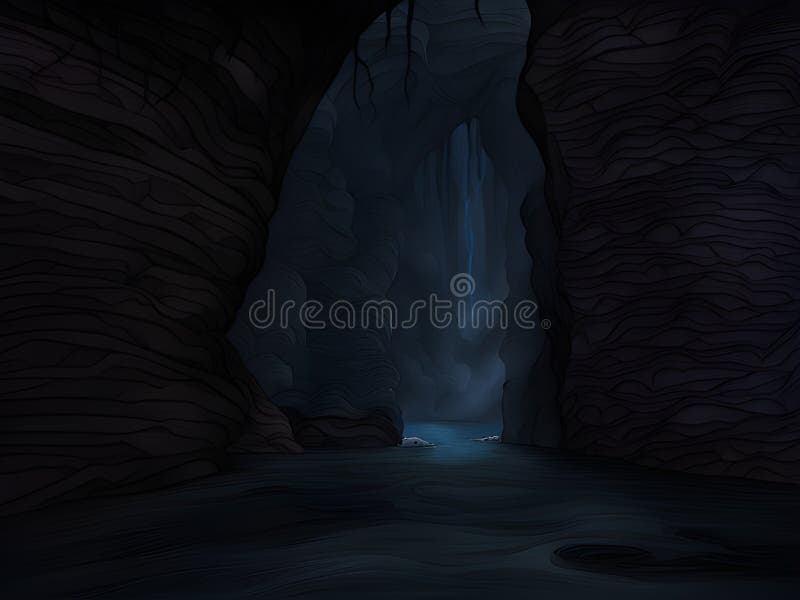 Dark Night Landscape in a Cave Stock Illustration - Illustration of ...