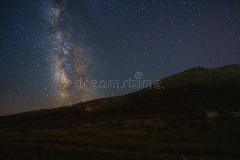 Dark Night Sky with Many Stars Above a Field Stock Image - Image of ...