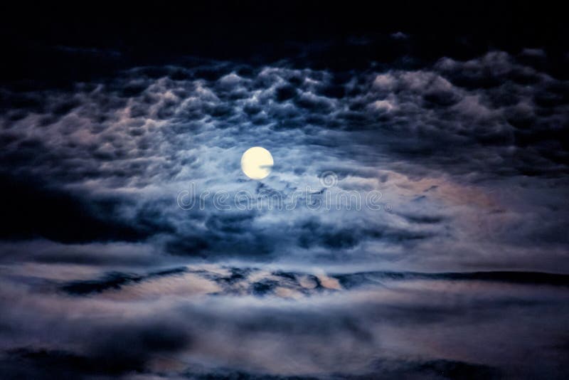 Dark Night Sky with Moon and Clouds_ Stock Image - Image of night ...