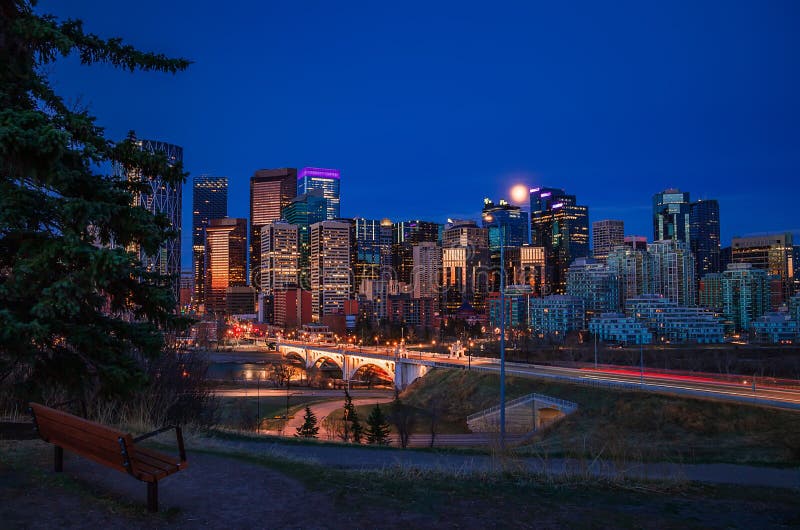 Night Sky Over Downtown Calgary Stock Photo - Image of nightsky ...