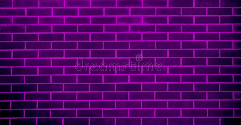 Wall Brick Purple Neon Background Dark Night Street Wallpaper Black ...