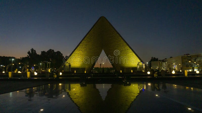The Dark Night View of Egypt Pyramid Statue from Low Angle Editorial ...