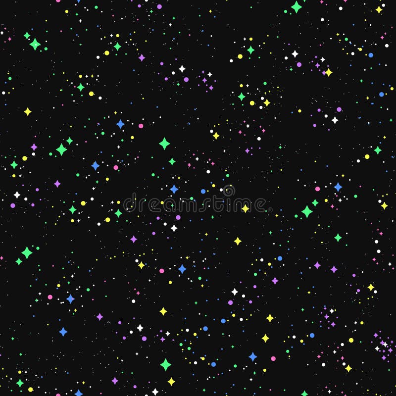Dark Nights Sky with Multicolored Stars. Abstract Simple Vector ...