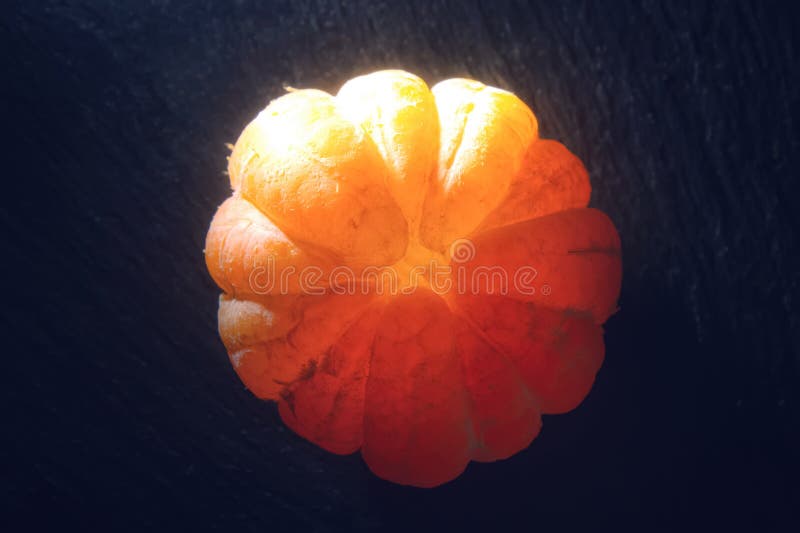 Mandarin Fruit on Dark Background with Deep Lighting. Stock Photo ...